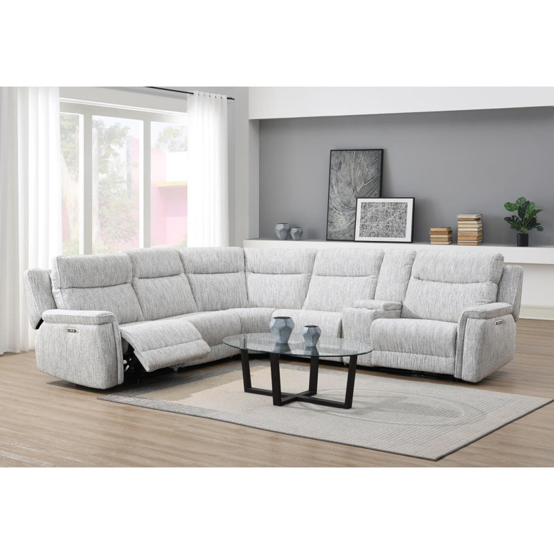 TWINMOUSE 6 Pc Beige Power Reclining Sectional W Power Headrest Wayfair
